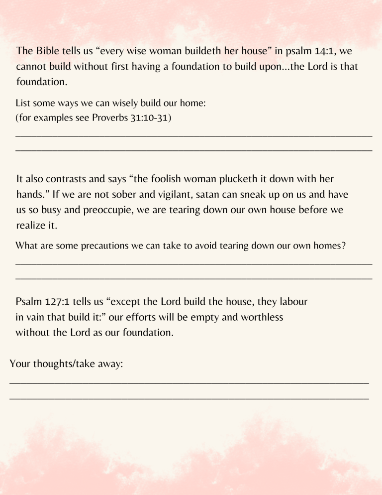 Building your House – Wisdom:Better Than Rubies